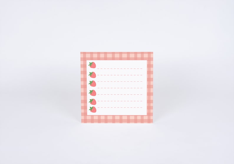 4 Designs Strawberry Theme Printable Notepad 3x3 Inch Digital Download ...