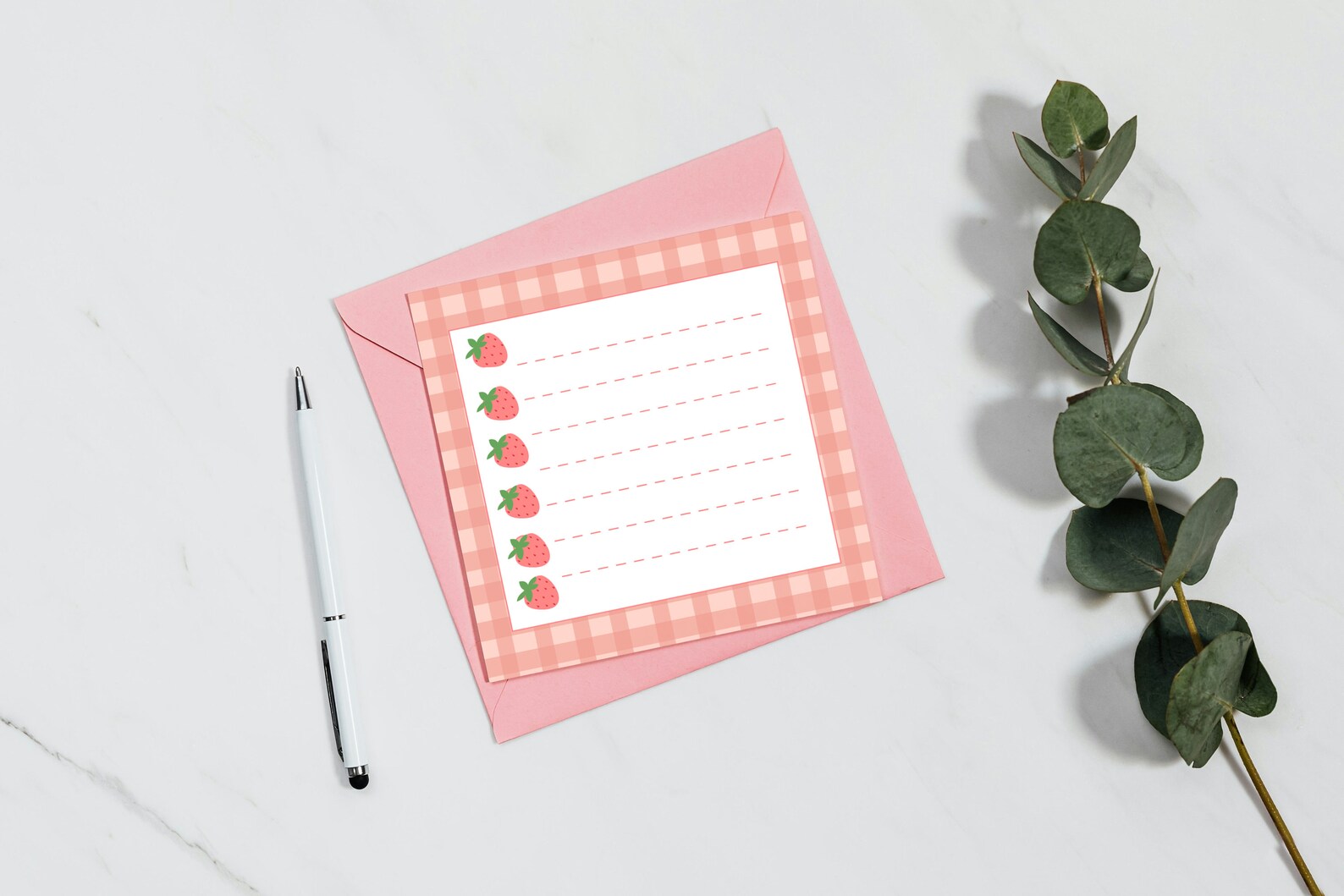 4 Designs Strawberry Theme Printable Notepad 3x3 Inch Digital Download Memo Sheets Cute Notepads ...