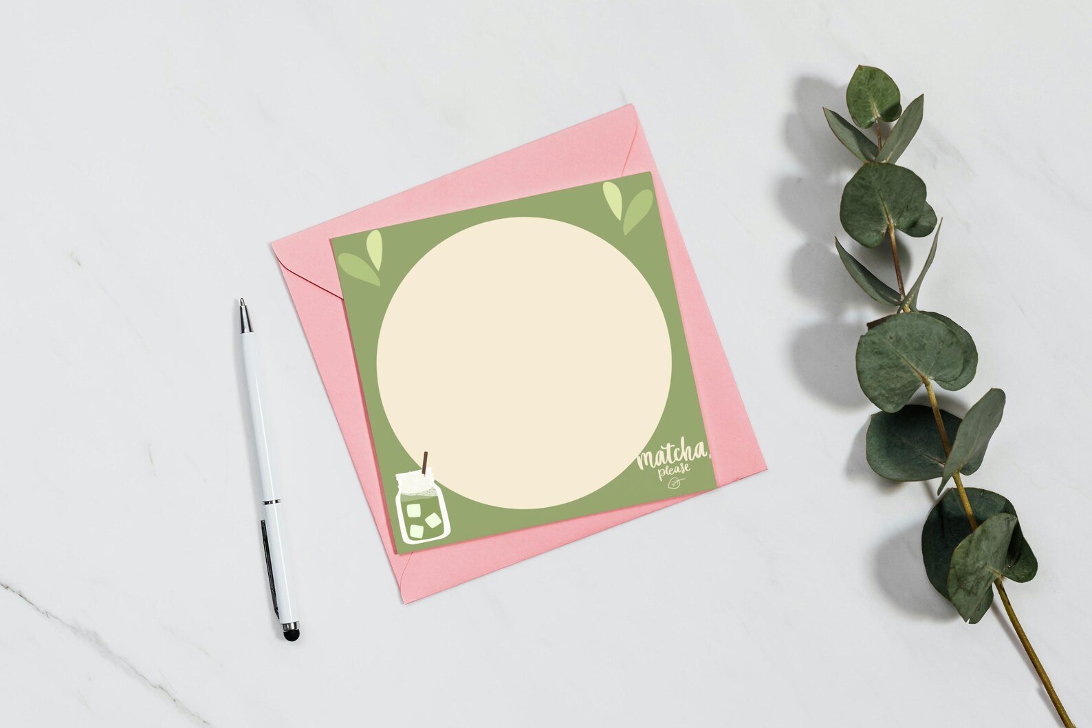 4 Designs Matcha Theme Printable Notepad 3x3 Inch Digital Download Memo ...
