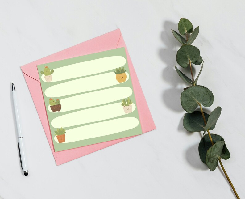 4 Designs Green Theme Printable Notepad 3x3 Inch Digital Download Memo ...