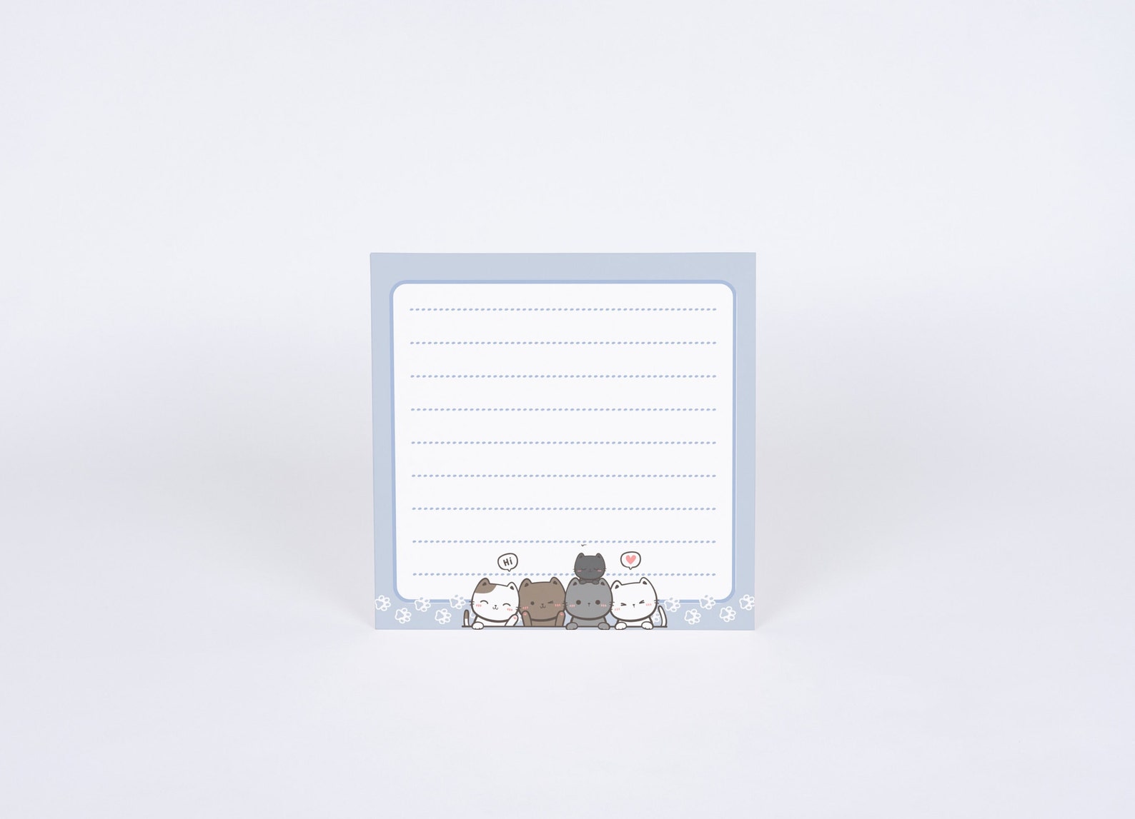 4 Designs Cat Theme Printable Notepad 3x3 Inch Digital Download Memo ...