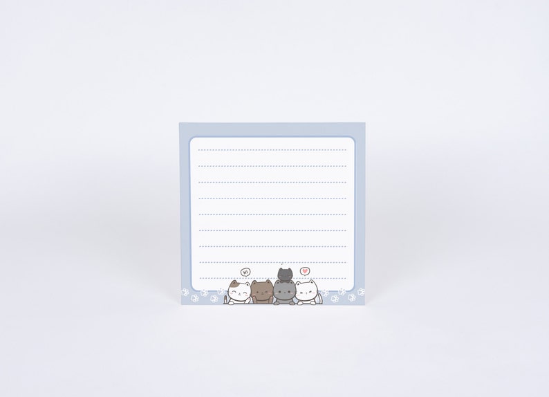 4 Designs Cat Theme Printable Notepad 3x3 Inch Digital Download Memo ...
