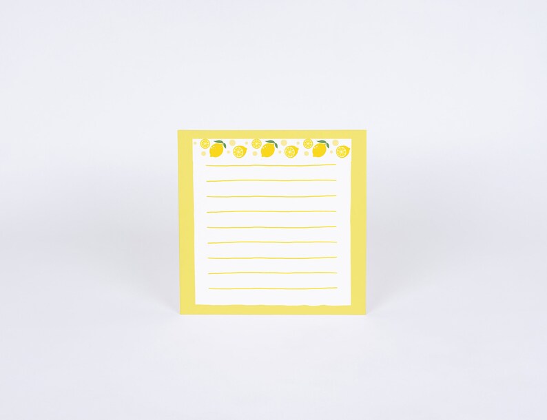 4 Designs Lemon Theme Printable Notepad 3x3 Inch Digital Download Memo ...