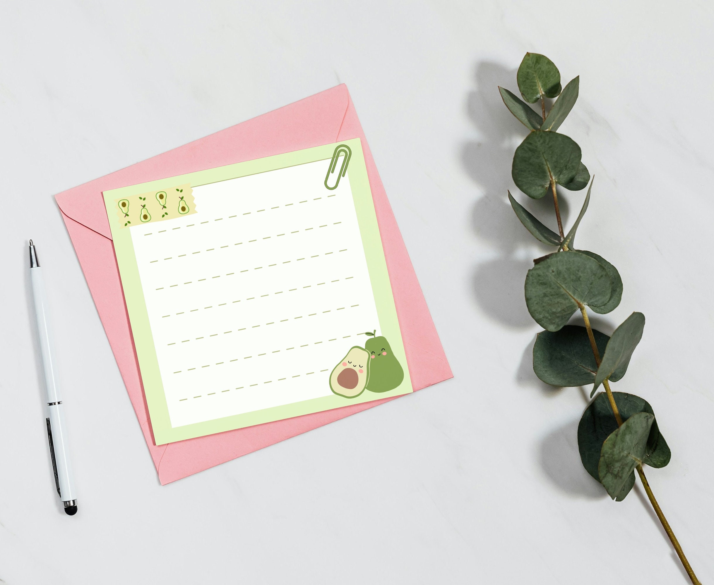 4 Designs Green Theme Printable Notepad 3x3 Inch Digital Download Memo ...