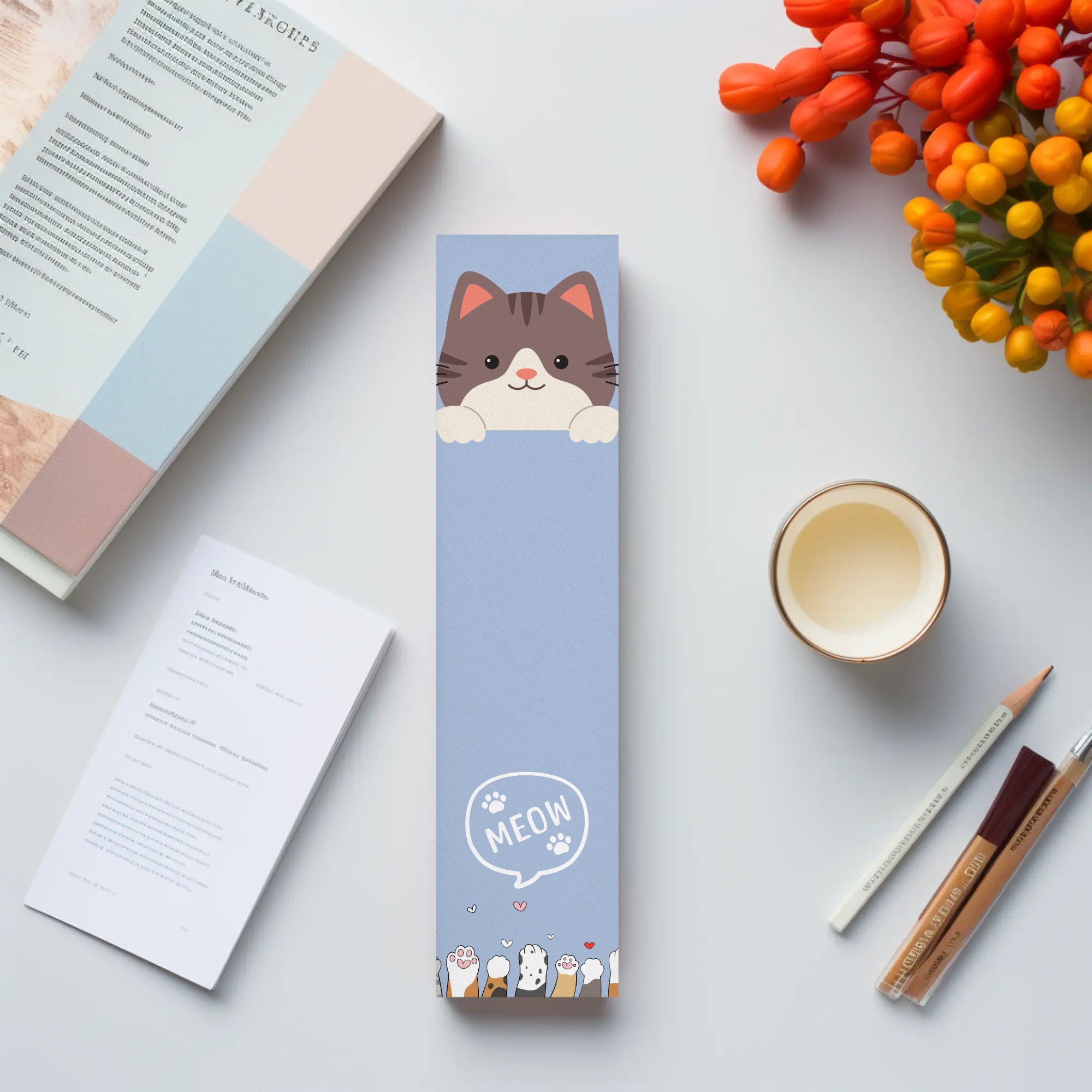 4 Designs Cats Printable Bookmark Digital Bookmark Download PNG and PDF ...