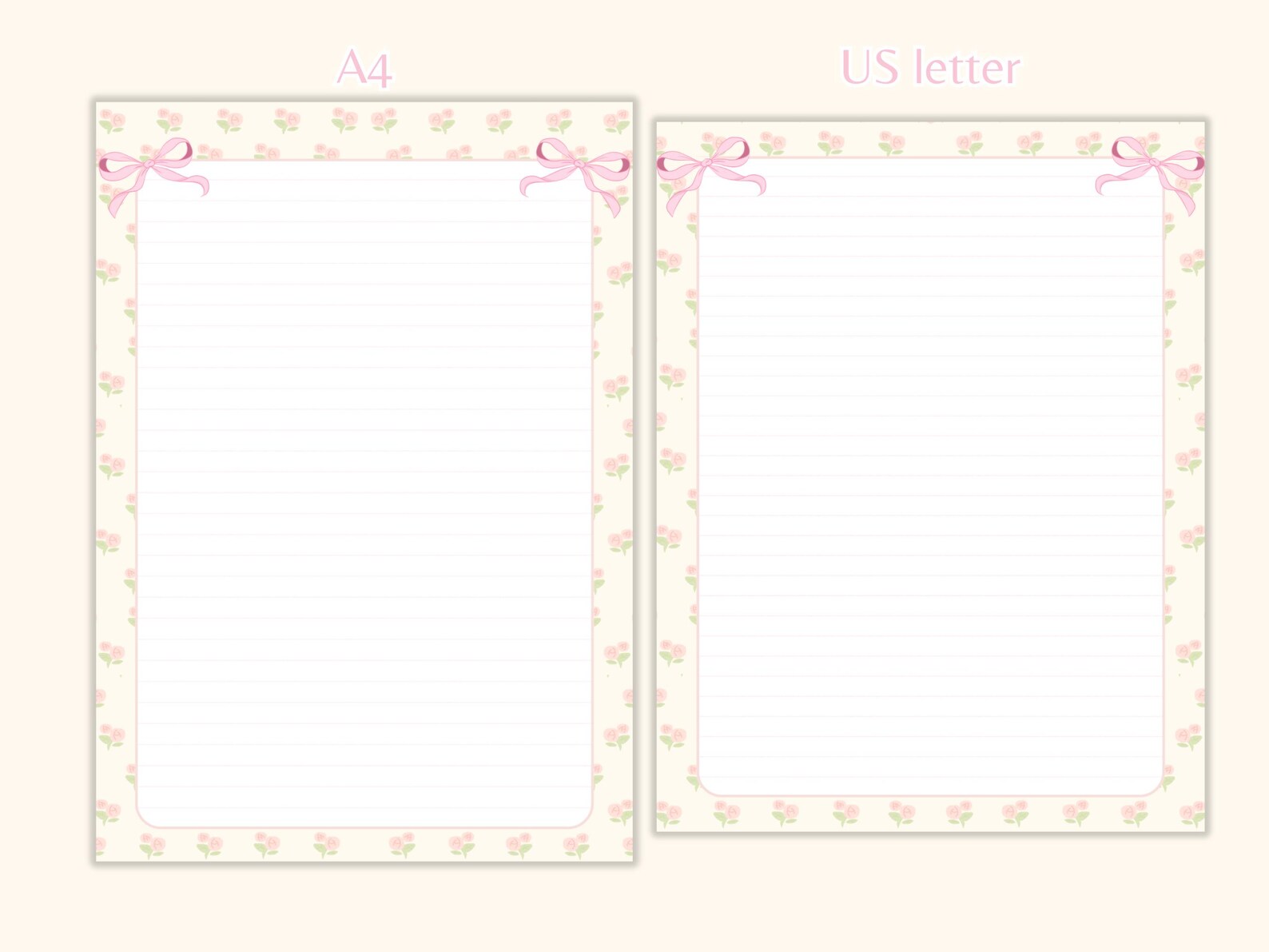 Coquette Printable Writing Paper Set Stationery PDF Digital Letter ...