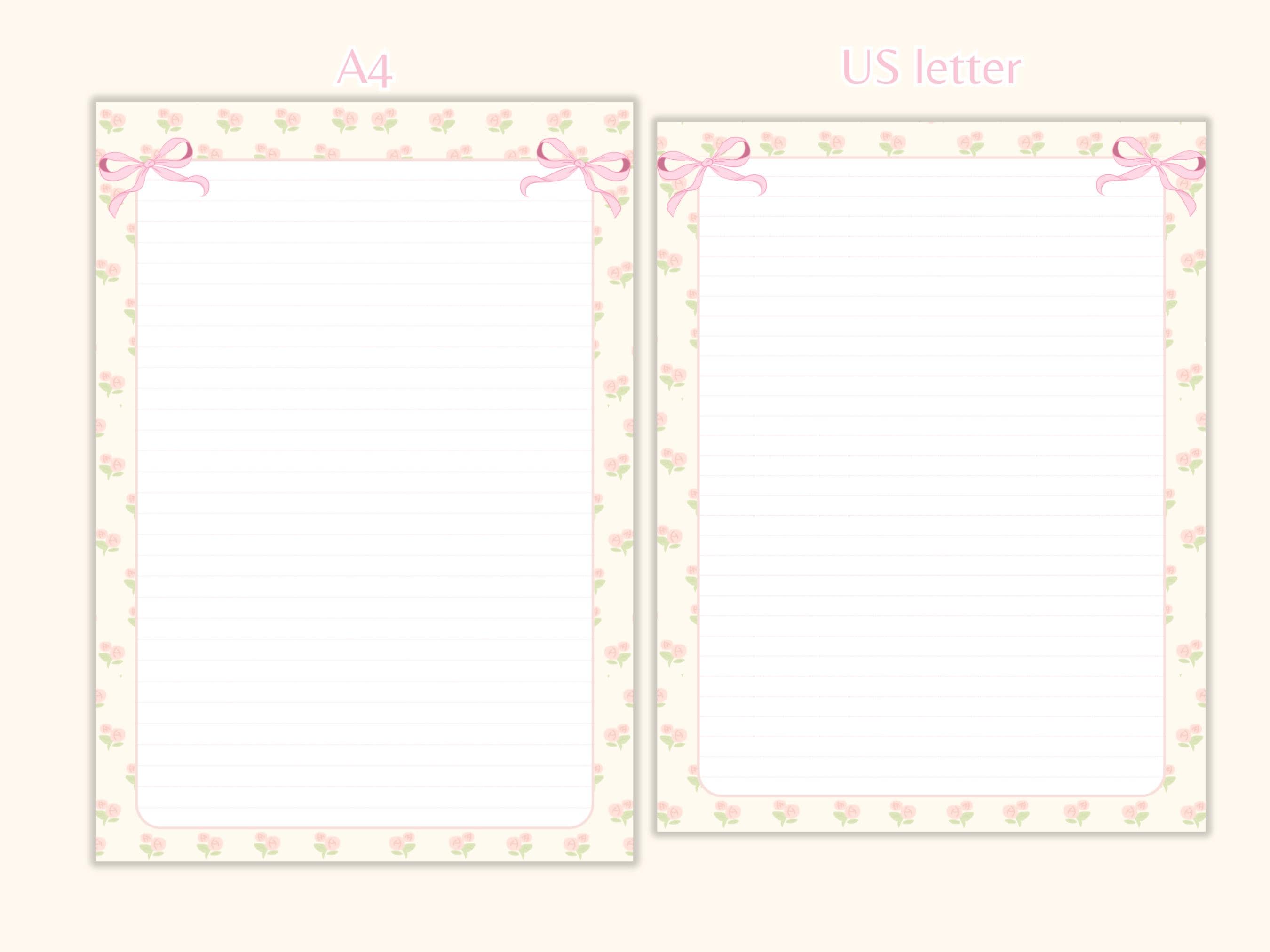 Coquette Printable Writing Paper Set Stationery PDF Digital Letter ...