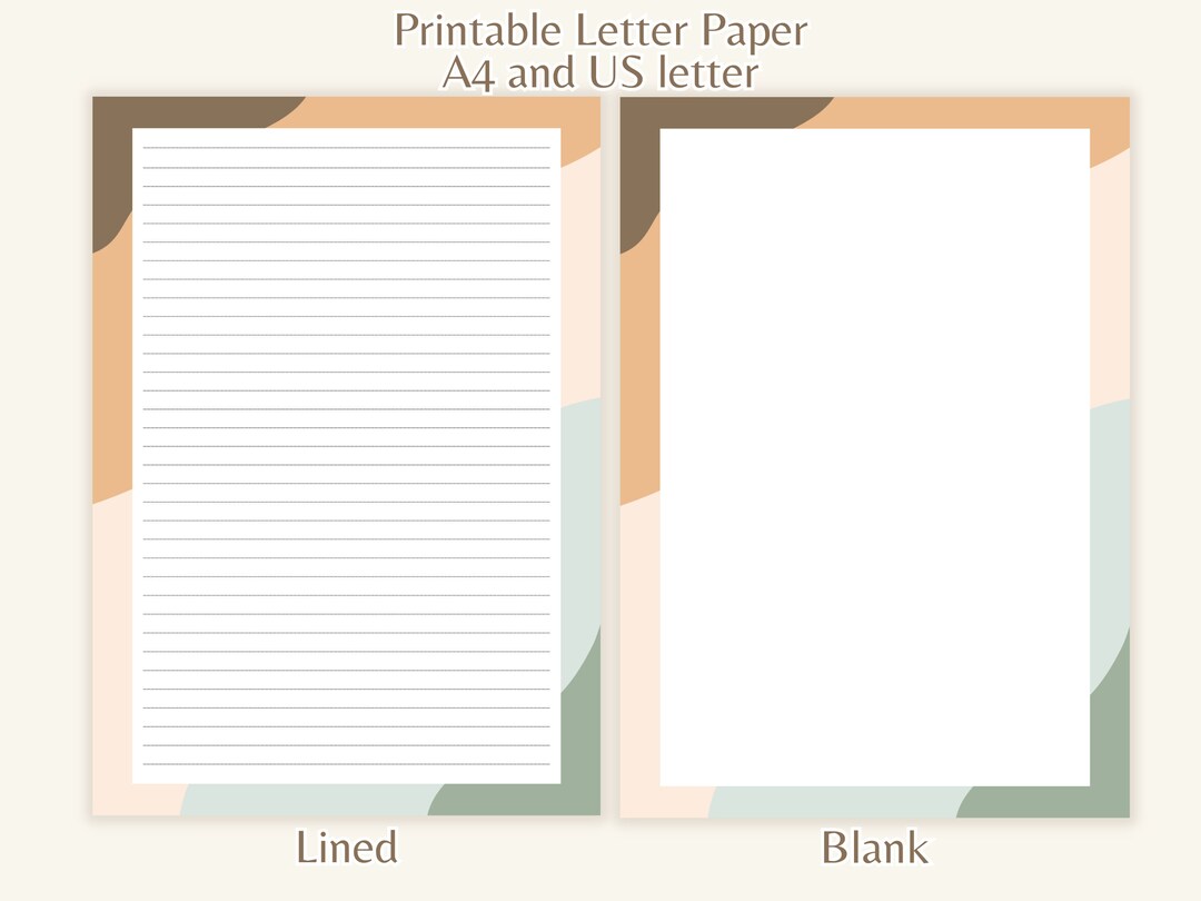Printable Writing Paper Set Stationery PDF Digital Letter Paper Lined ...