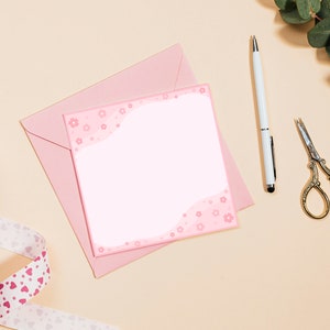 4 Designs Cherry Blossom Theme Printable Notepad 3x3 Inch Digital ...