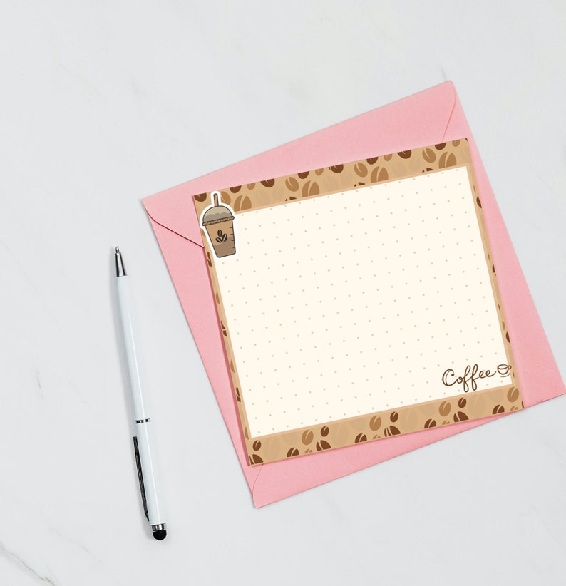 4 Designs Coffee Theme Printable Notepad 3x3 Inch Digital Download Memo ...