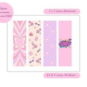 4 Designs Y2K Printable Bookmark Digital Bookmark Download PNG and PDF ...