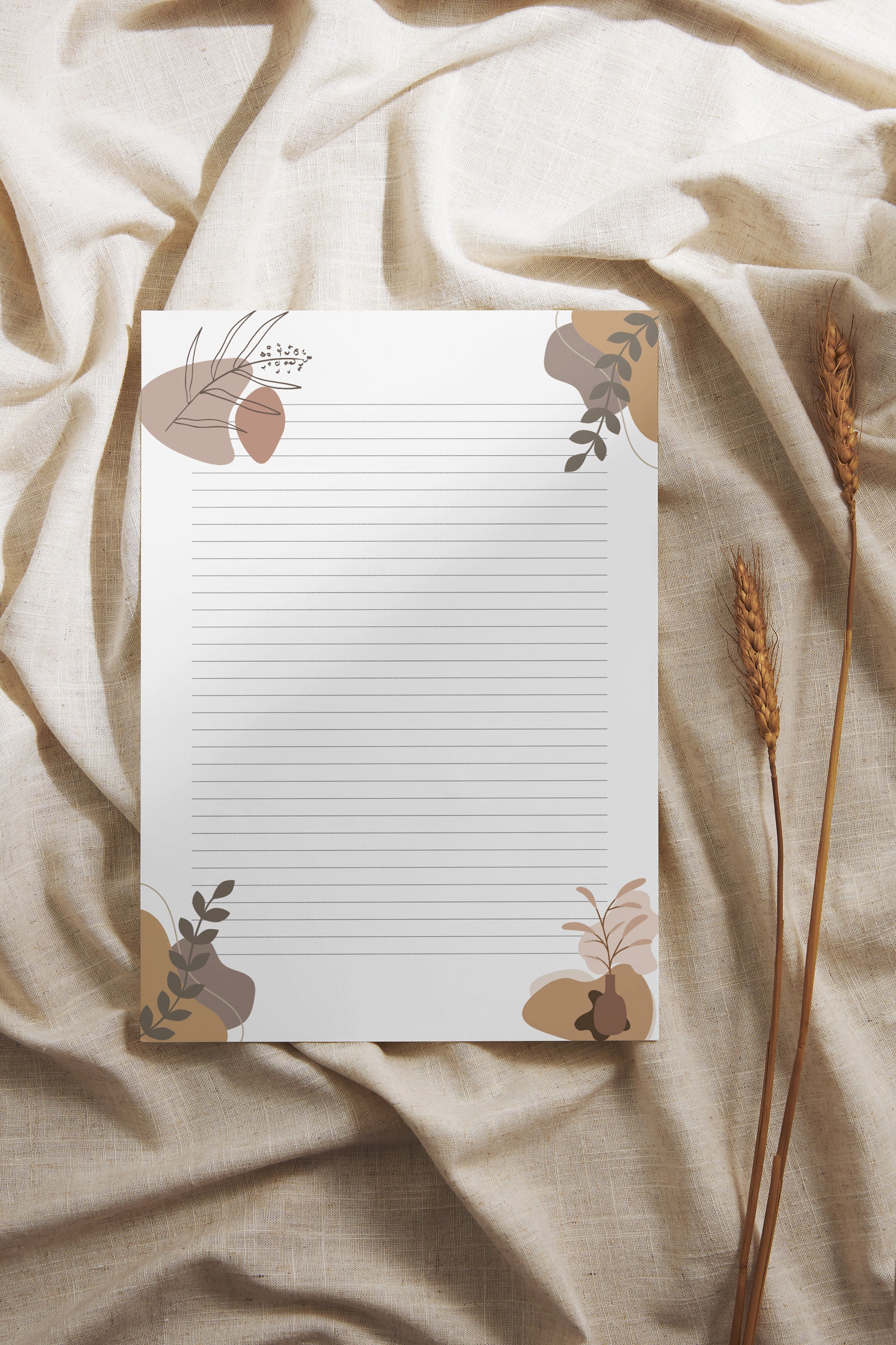 Printable Writing Paper Set Stationery PDF Digital Letter Paper Lined ...