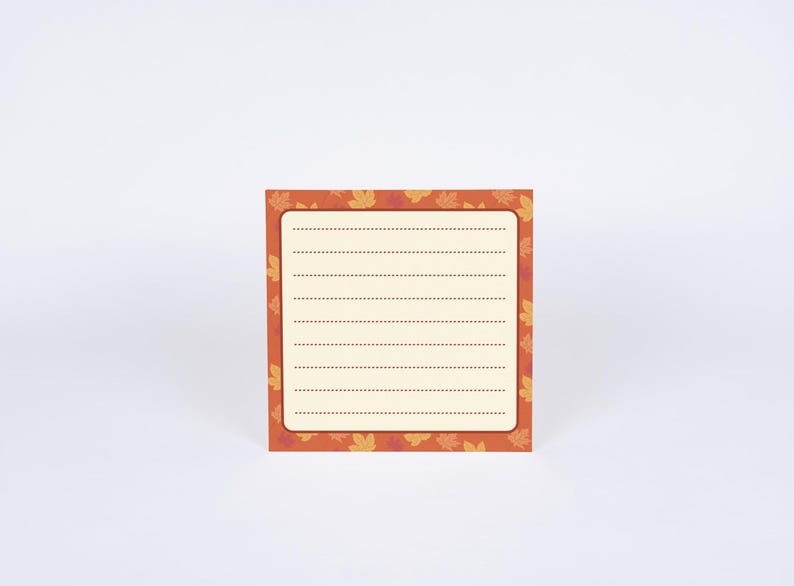 4 Designs Autumn Theme Printable Notepad 3x3 Inch Digital Download Memo ...