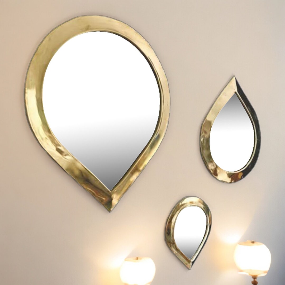 Brass Raindrop Wall Mirror, Brass Wall Mirror, Teardrop Mirror, Unique ...