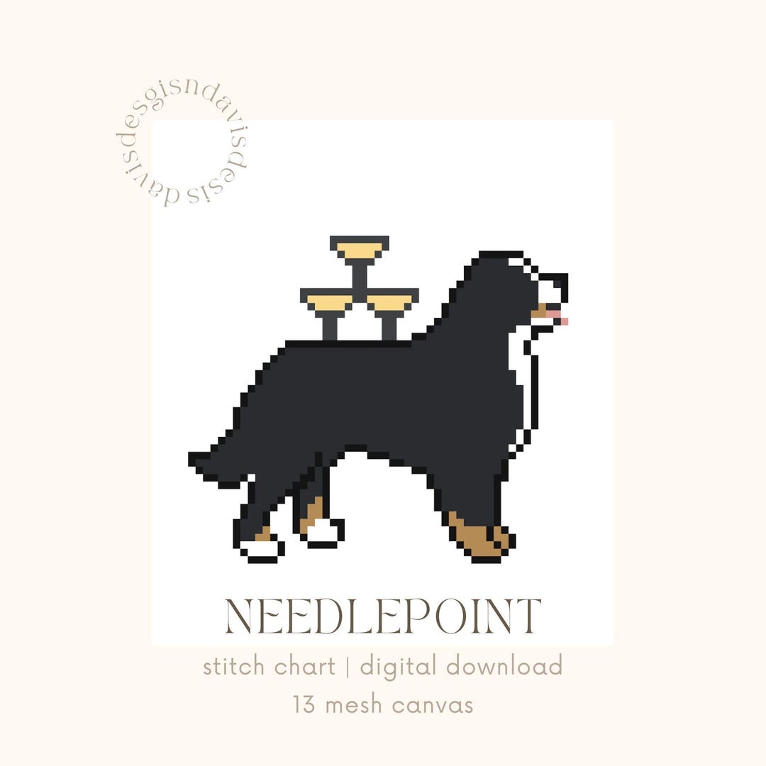 Bernese Mountain Dog Champagne Tower | Needlepoint Pattern Chart ...
