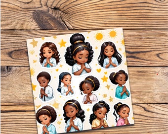 Praying Girl Stickers (sheet of 11)-digital - Etsy