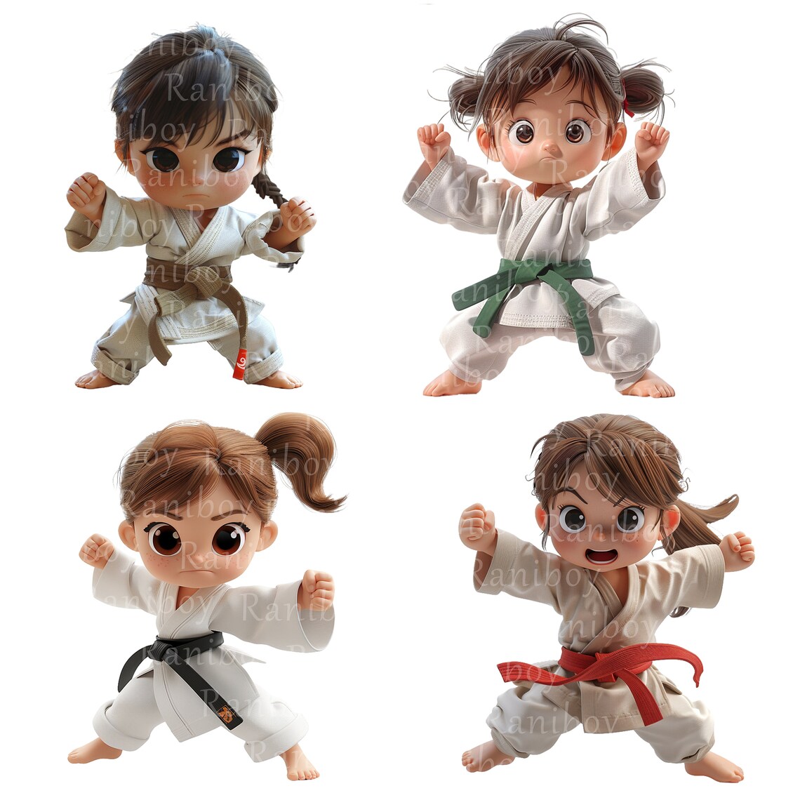 Chibi Girls, Karate Girls, 20 Cartoon Chibi Girls, PNG Transparent ...
