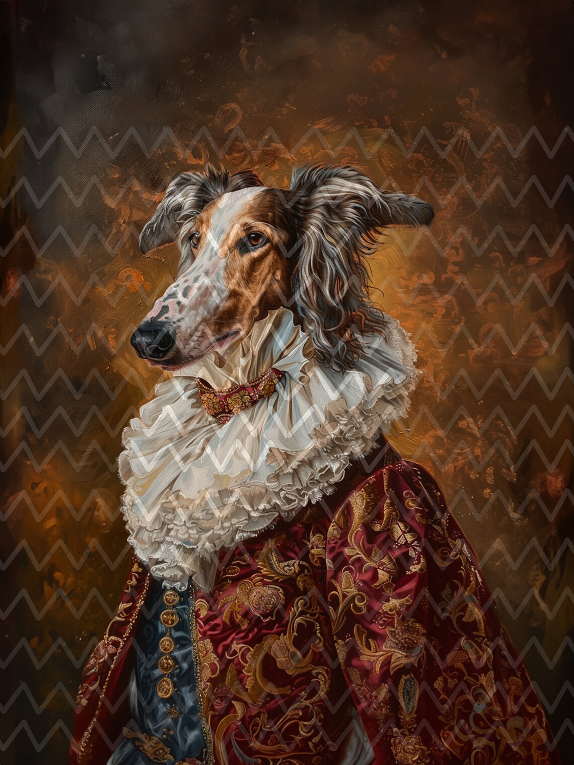 Borzoi Dog, Aristocratic Portrait,painting of Renaissance, Wall Decor ...
