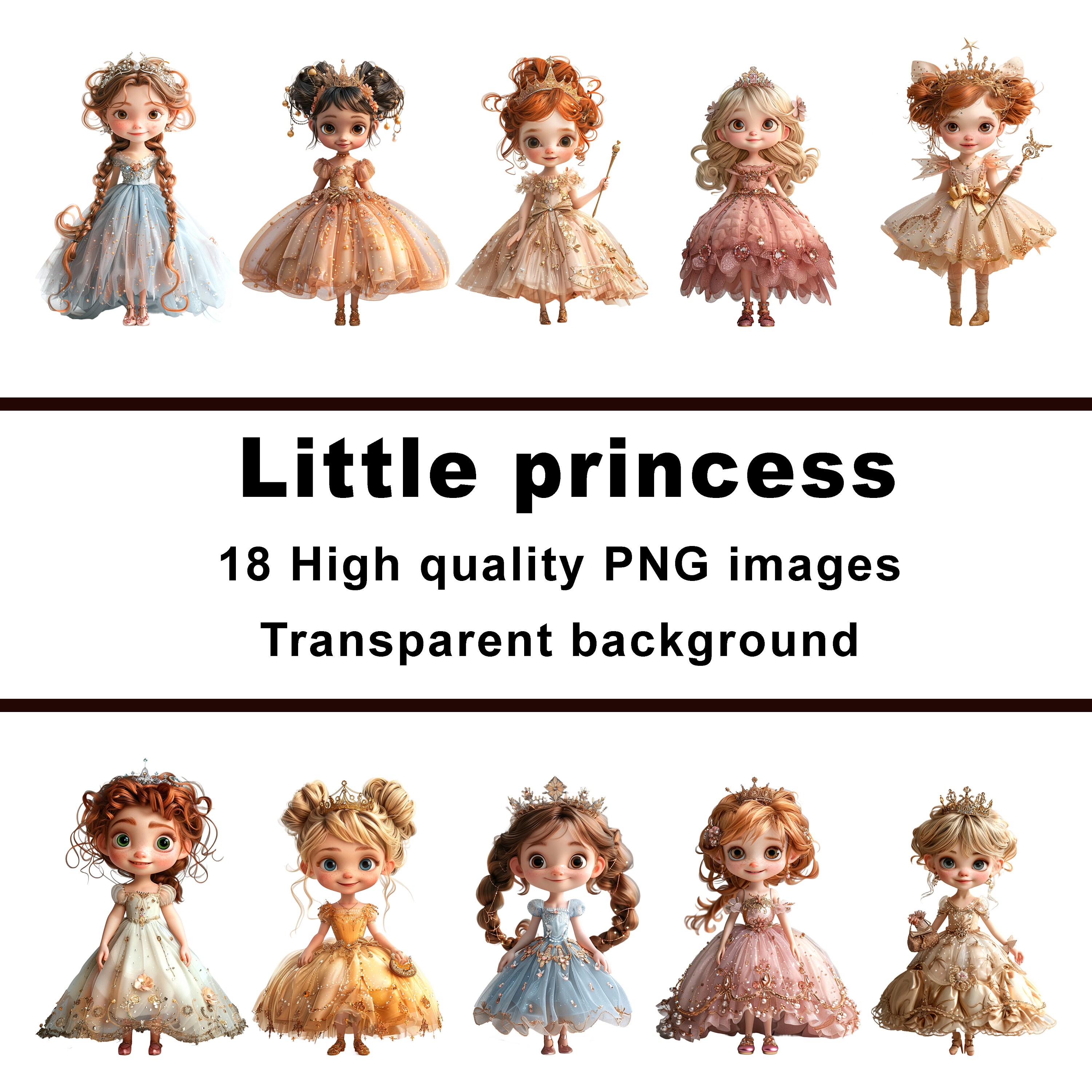 Little Princess, 18 Digital Clipart Bundle,png Transparent Background ...