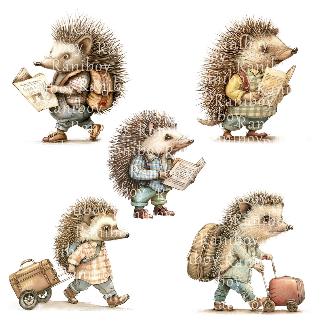 Hedgehog Clipart, Cute Hedgehog Clipart, 20 PNG Files, Transparent ...