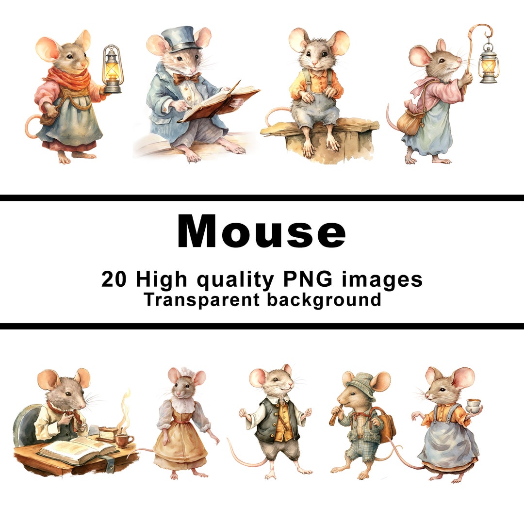 Mouse, 20 Book Characters Clipart, Rats, Mice Book Story Digital, PNG ...