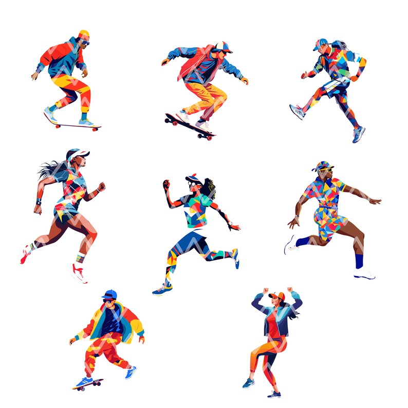 Athletes, 16 Sportsman Clip Art, High Quality 300 Dpi Prints, PNG ...