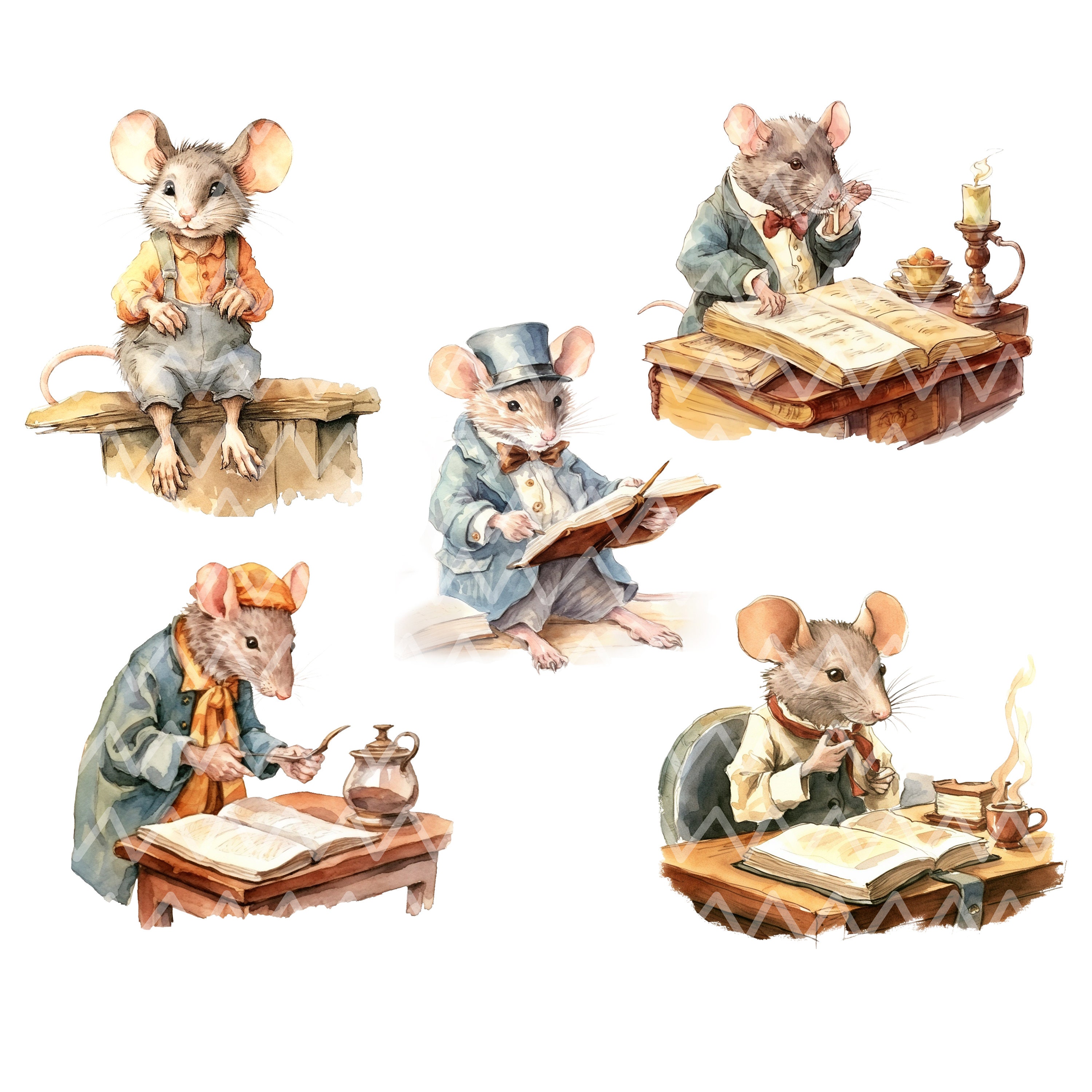 Mouse, 20 Book Characters Clipart, Rats, Mice Book Story Digital, PNG ...