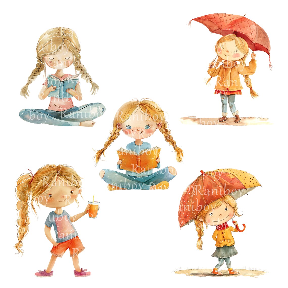 Girl, Daily Routine, 20 Digital Cute Girls Clipart, PNG Transparent ...