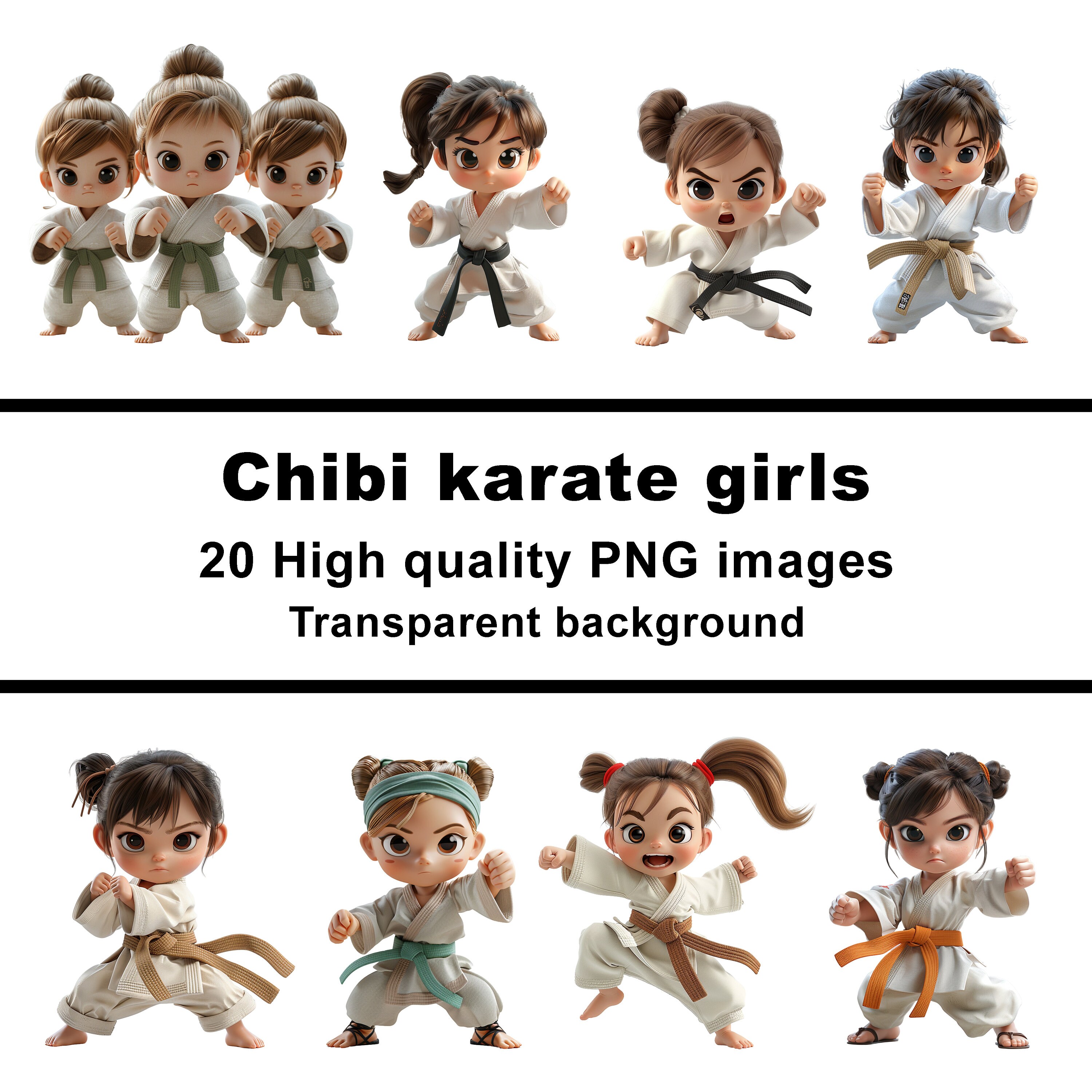 Chibi Girls, Karate Girls, 20 Cartoon Chibi Girls, PNG Transparent ...