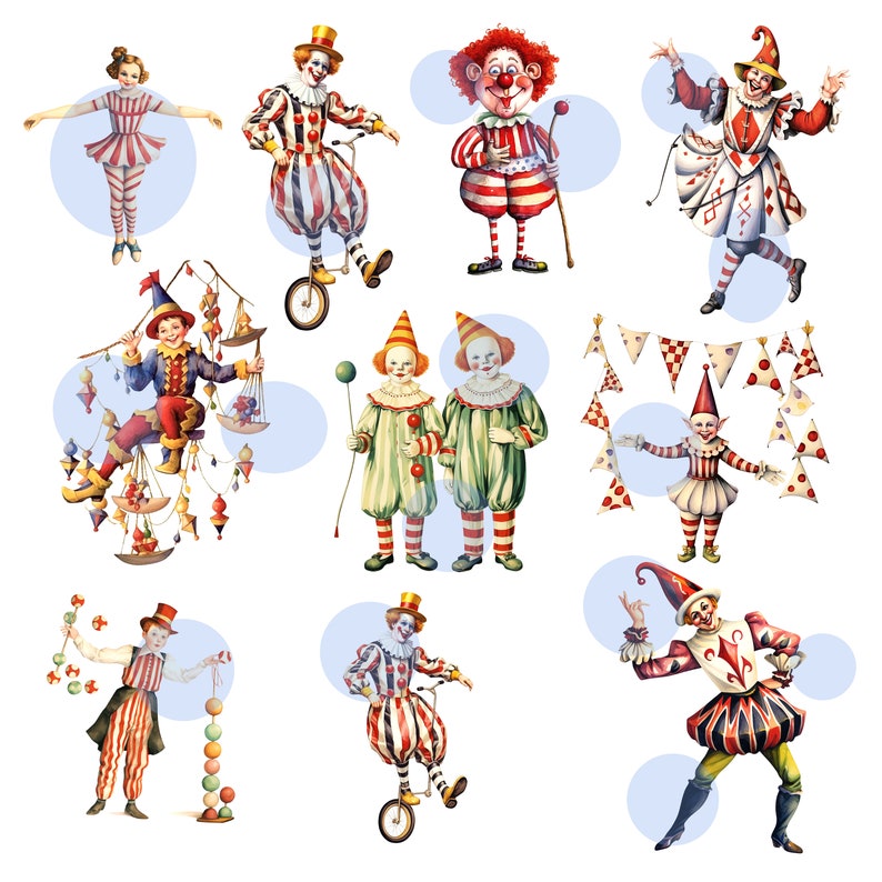 Clowns From Circus 20 Digital Clip Art, Circus PNG Downloads ...
