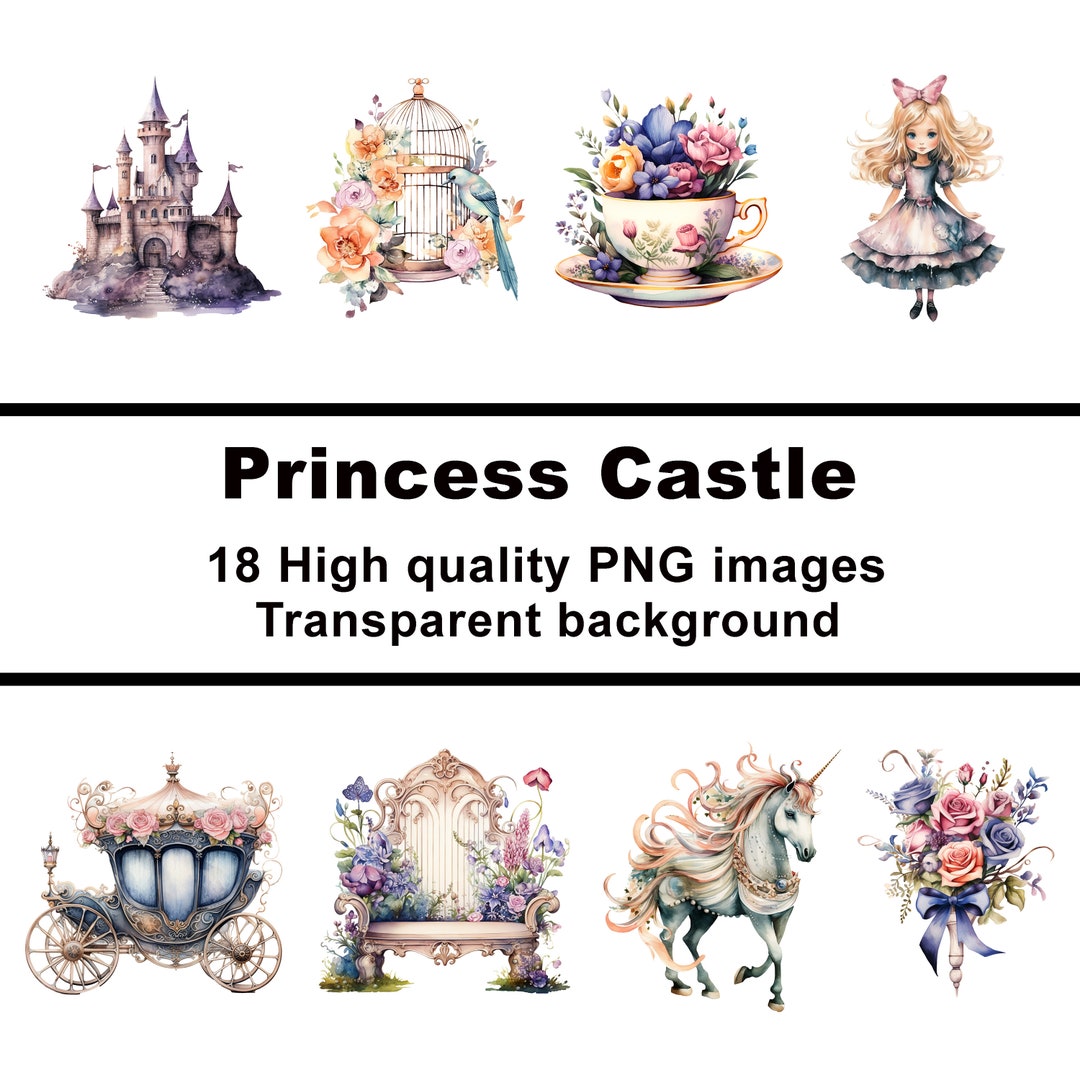 Princess's Castle, 18 Princess Clip Art, Digital PNG Prints ...