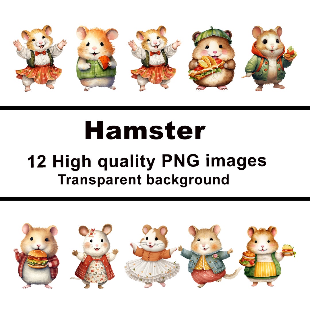 Hamster Clip Art | PNG Digital Print | Wall Art | Transparent ...