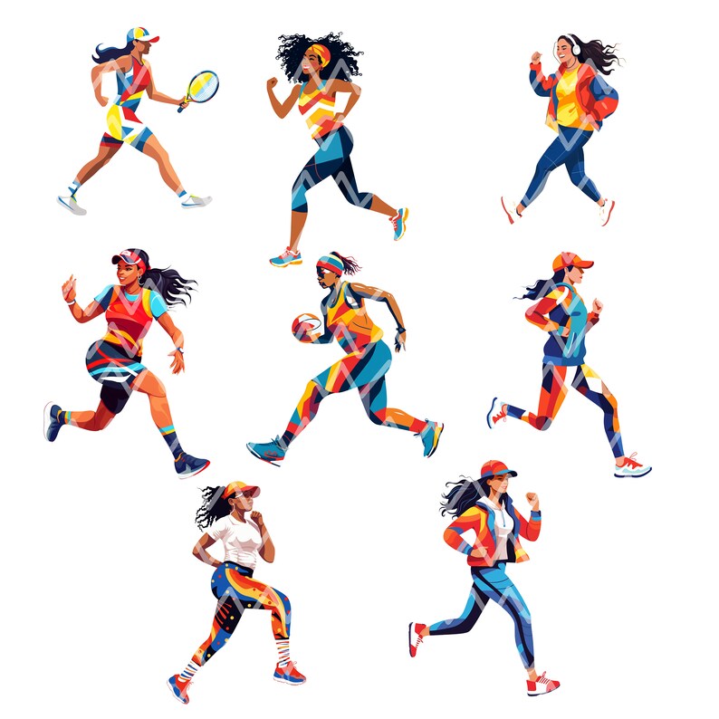 Athletes, 16 Sportsman Clip Art, High Quality 300 Dpi Prints, PNG ...
