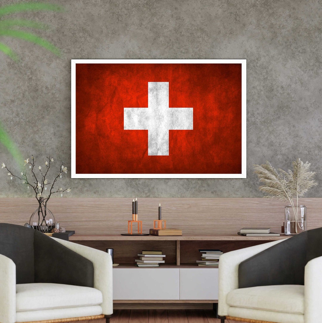 Switzerland Flag Canvas, Framed Wall Art, Swiss Home Decor - Etsy