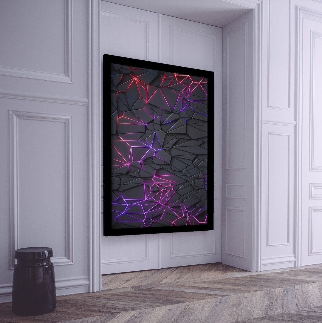 Neon Look Canvas, Crack Lights Canvas, Gamer Wall Art, Gaming Room ...