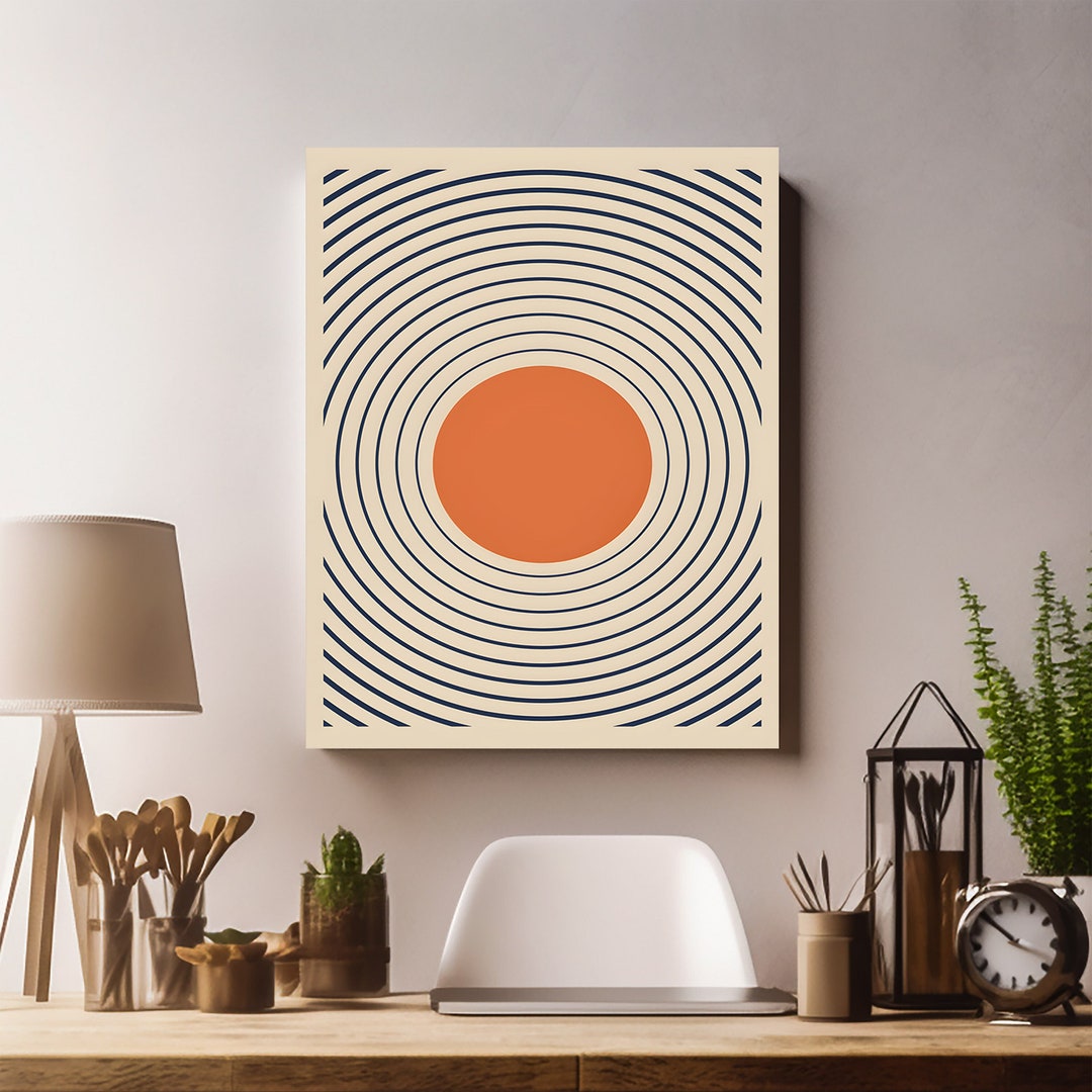 Mid Century Canvas, Mid Century Wall Art, Retro Canvas, Orange Canvas ...