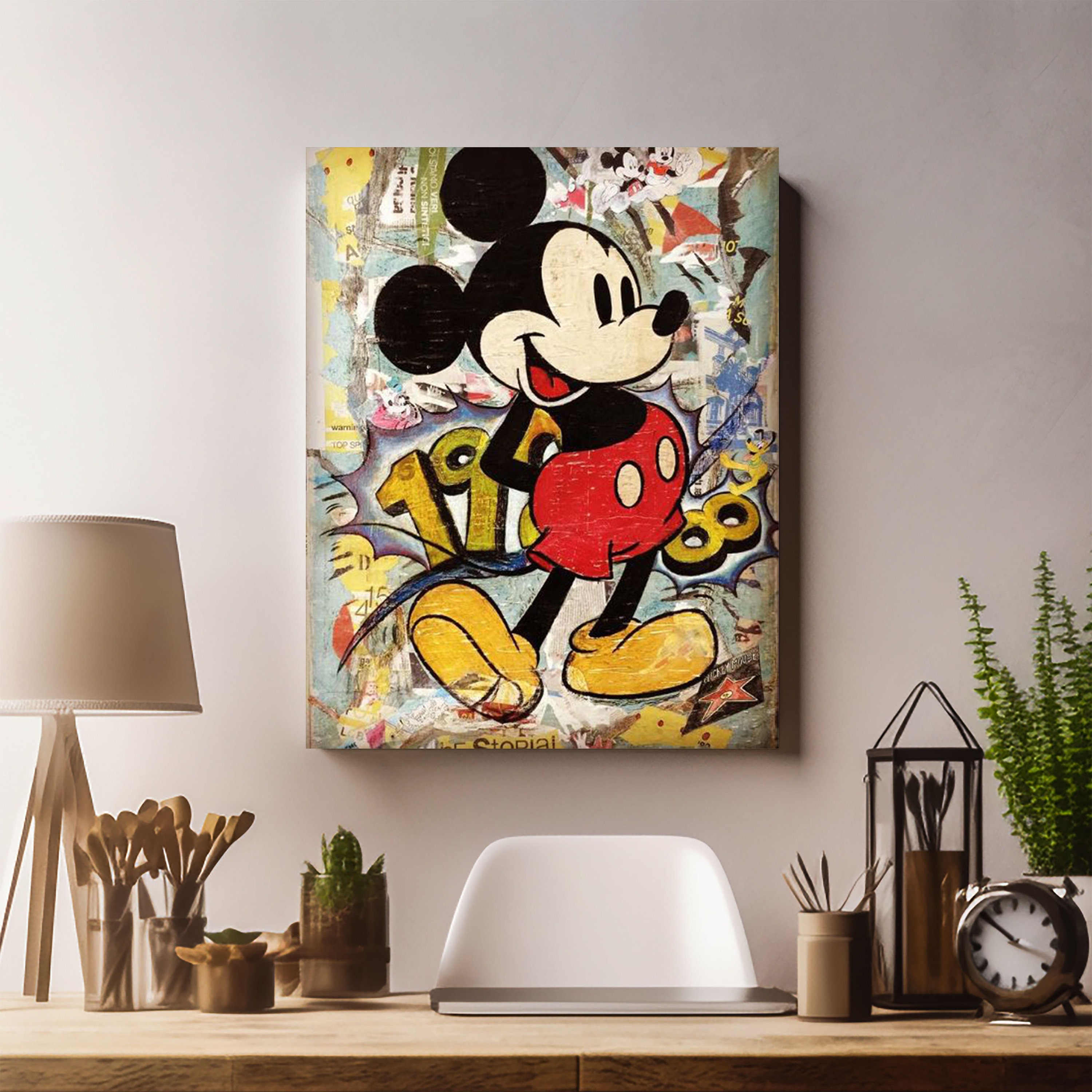 Mickey Mouse Canvas, Cartoon Theme Canvas, Kids Room Decor, Home Decor ...