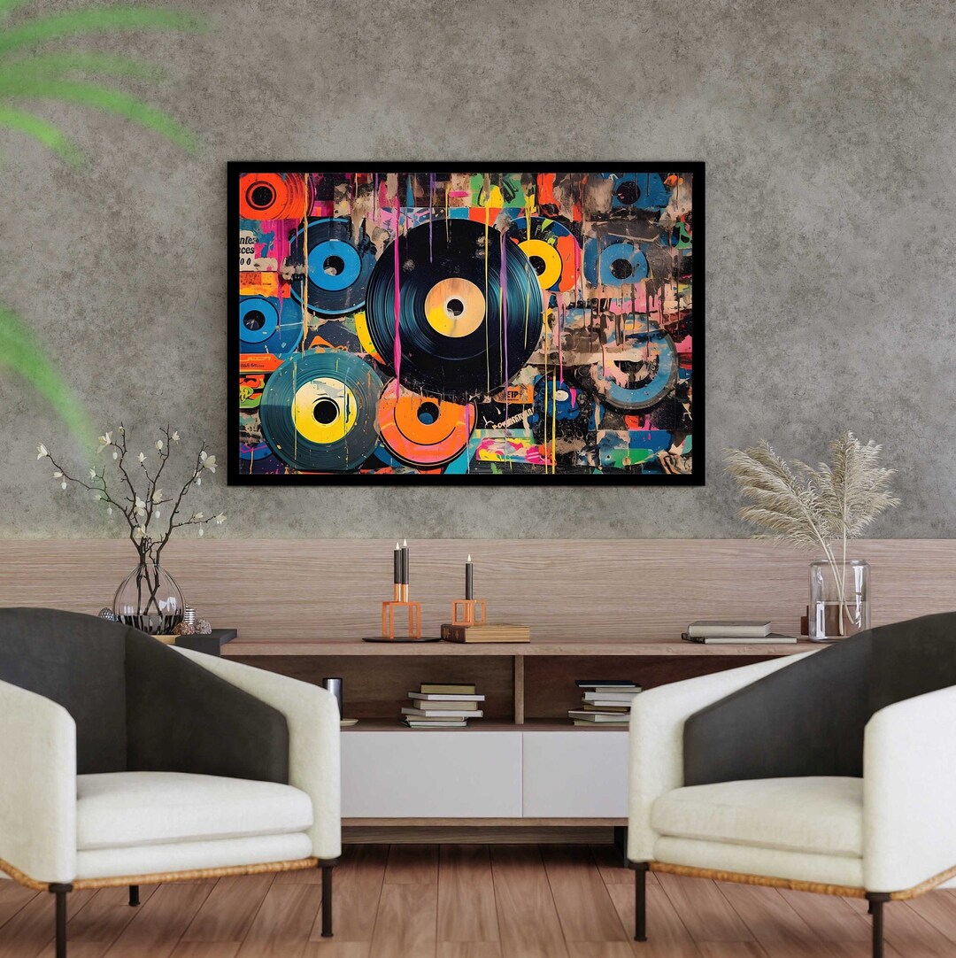 Record Canvas Print, Colorful Music Room Wall Decor - Etsy