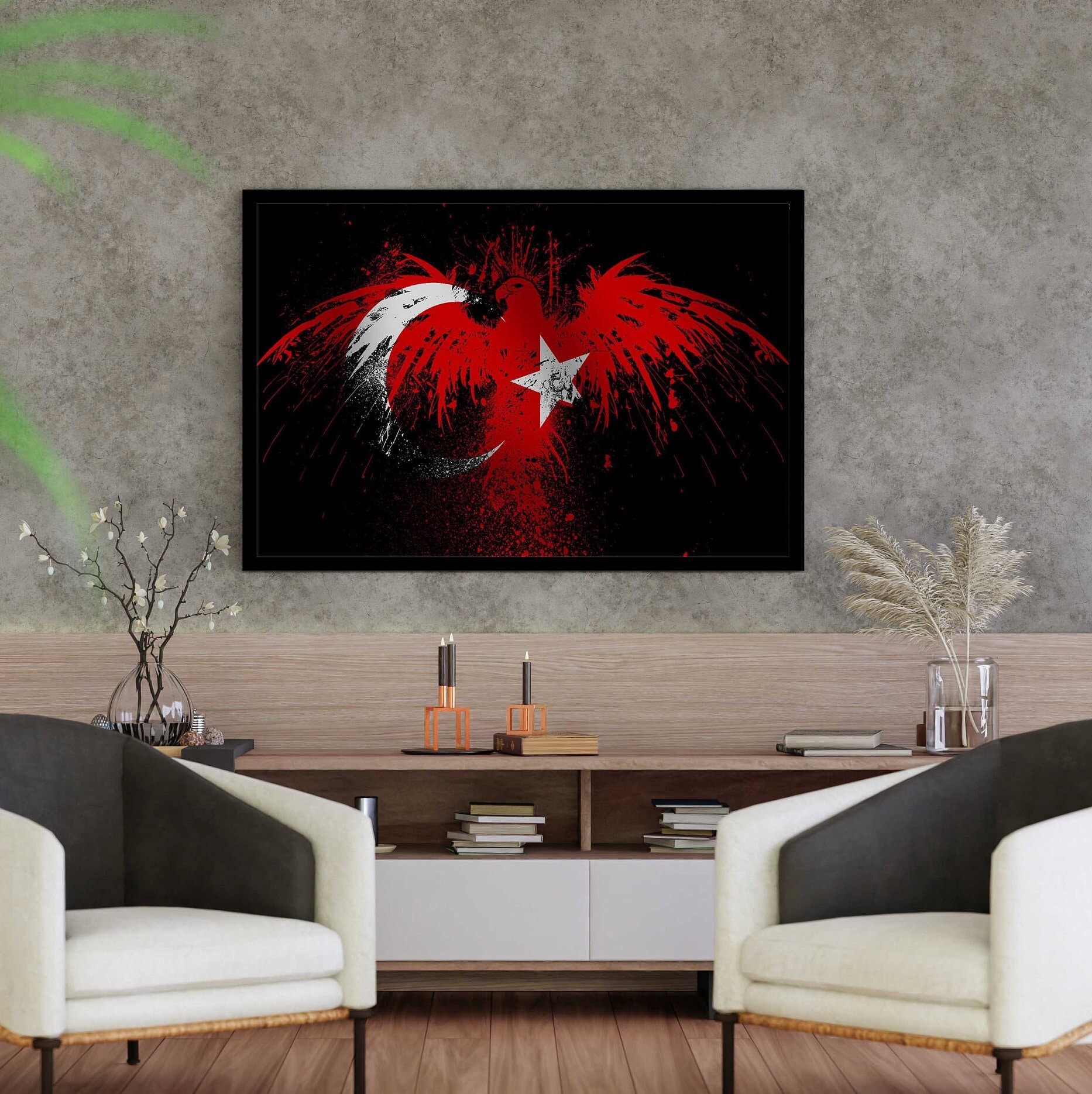 Turkish Flag Canvas, Turkey Flag Wall Art, Office Decor, National Flag ...
