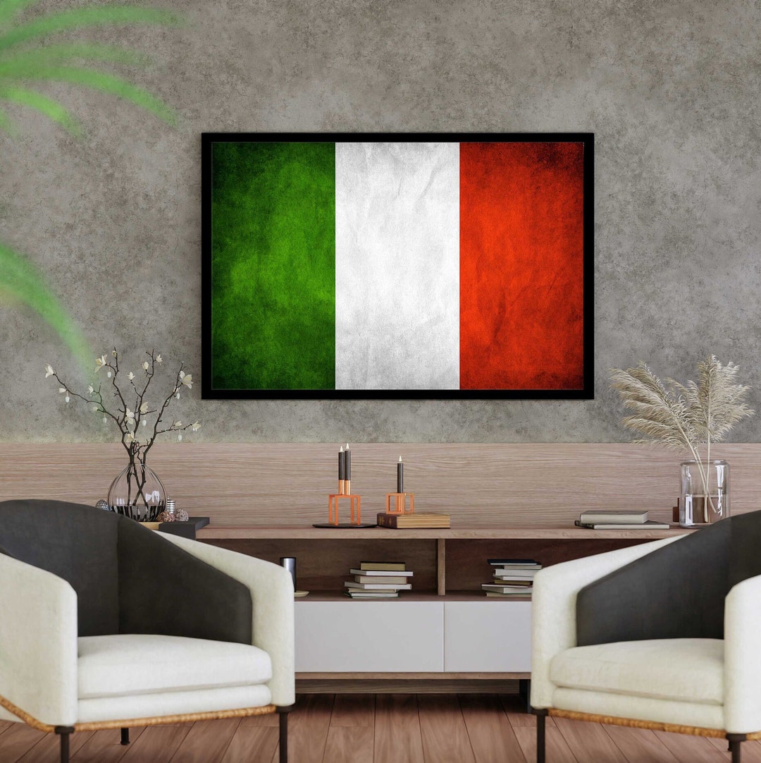 Italia Flag Canvas, Italian Flag Canvas, Framed Wall Art, Office Decor ...