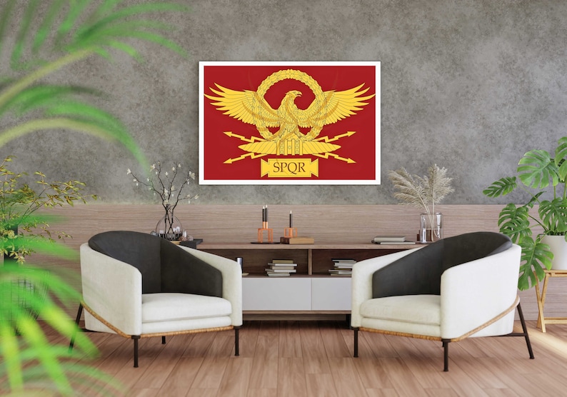 Tela do Império Romano, Quadro SPQR, Arte de Parede com Bandeira, Tela ...