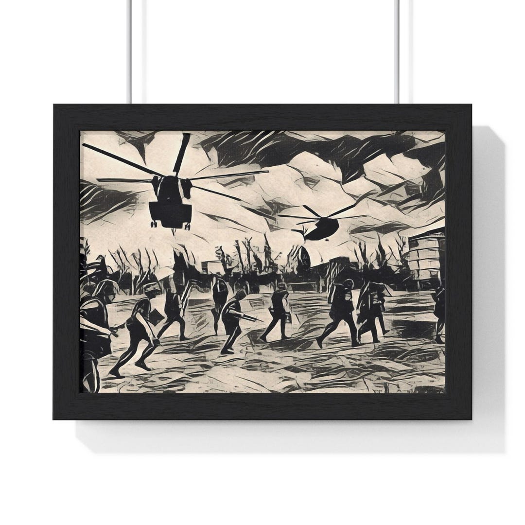 11 X 8 Framed Poster Operation Eagle Pull Marines Running to LZ ...