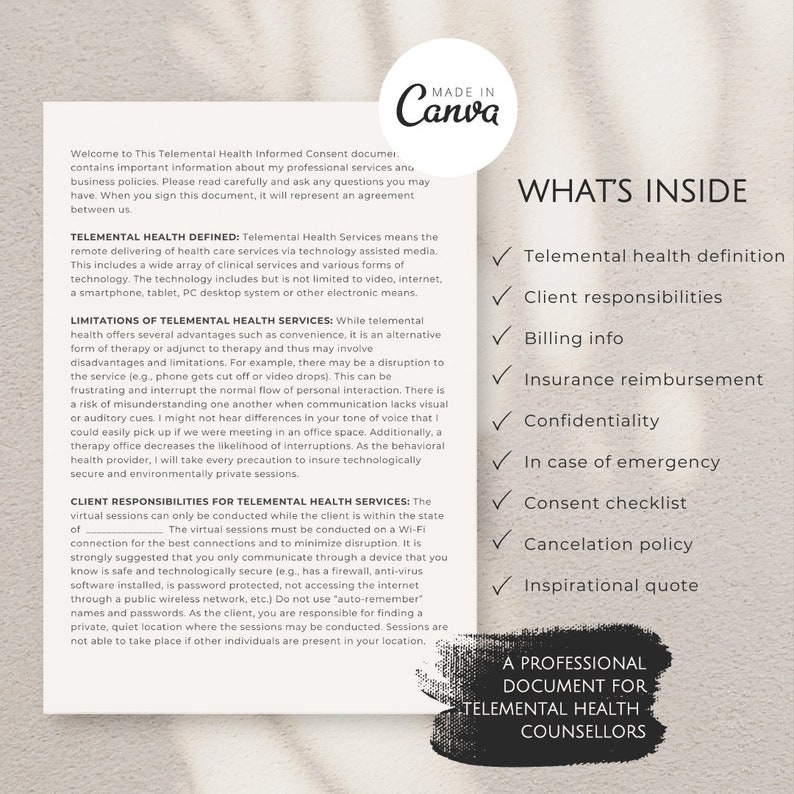 Informed Consent Form, Client Consent Forms, Therapy Intake Form ...