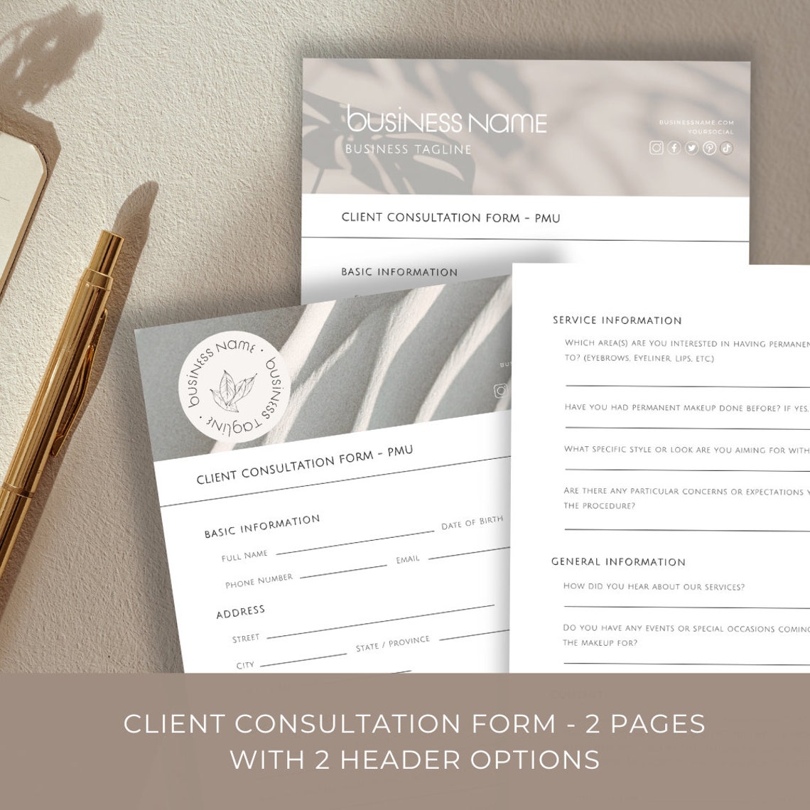 PMU Client Consultation Form, Esthetician Consultation Form, Therapy ...