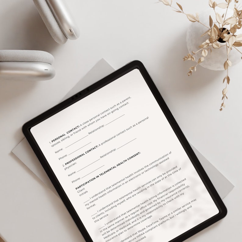 Informed Consent Form, Client Consent Forms, Therapy Intake Form ...