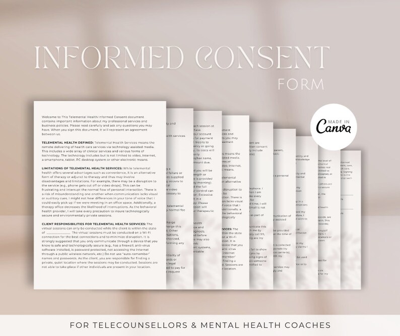 Informed Consent Form, Client Consent Forms, Therapy Intake Form ...