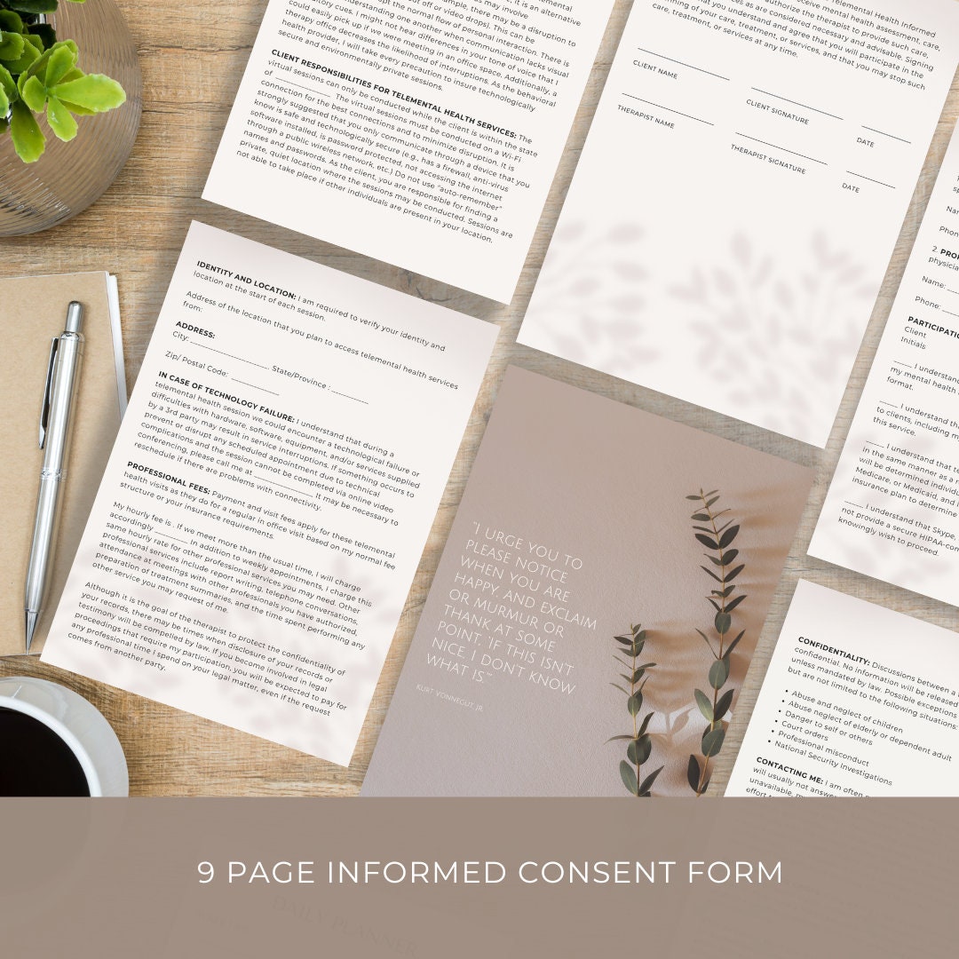 Informed Consent Form, Client Consent Forms, Therapy Intake Form ...