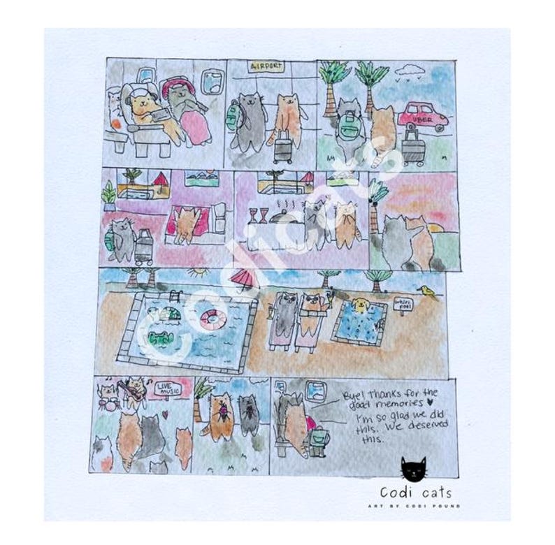 Cats on Vacation Comic - Etsy