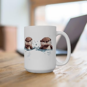 Adorable Otters Mug, Cute Otter Offspring, Baby Animal Lovers Gift ...