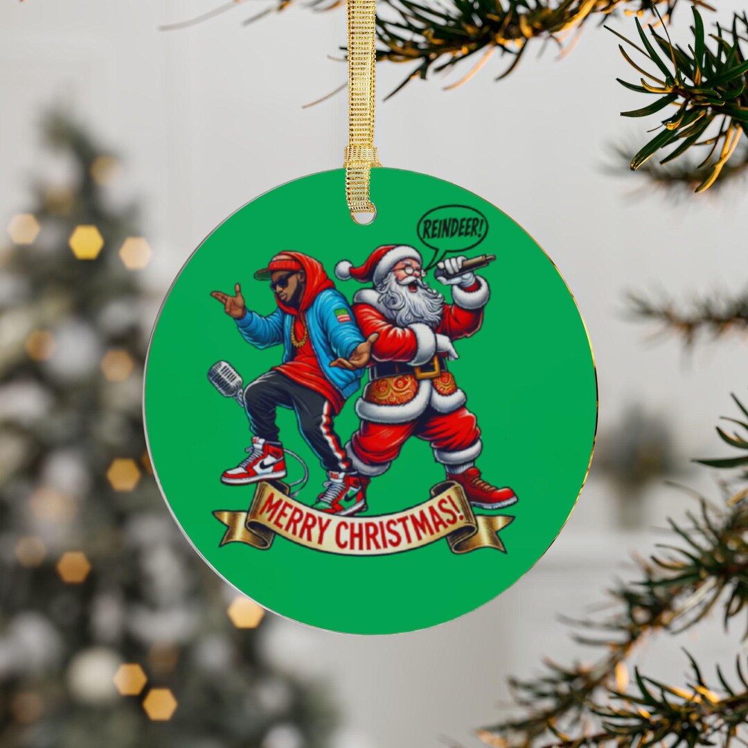 Christmas Acrylic Ornaments - Santa and Rapper Holiday Decor, Funny ...